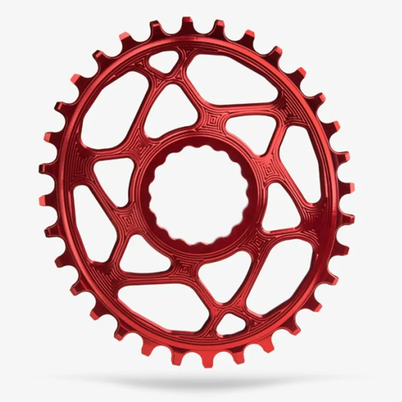 Absolute Black Traction Boost Cinch 34T Red Narrow/Wide Oval Chainring