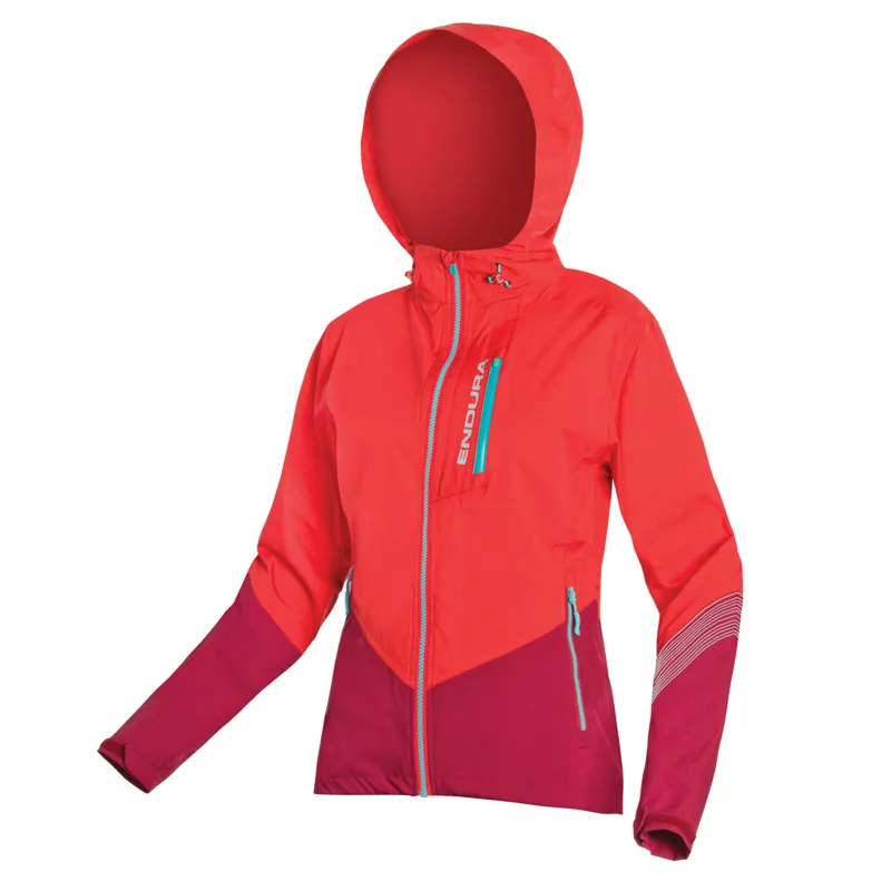 Endura Womens Singletrack II Waterproof Coral Red Cycling Jacket